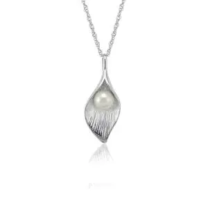 ISLA SILVER Sterling Calla Lily Pendant With Freshwater Pearl - Silver