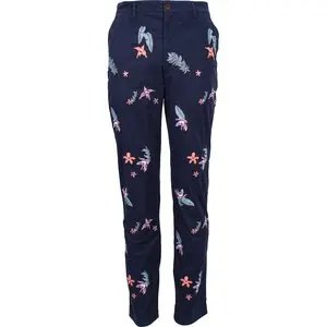 LORDS OF HARLECH Charles Flower Embroidery Pant - Blue
