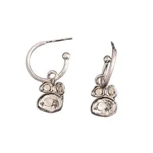 CLAIRE HILL DESIGNS Moonstone Lichen Hoop Earrings - Silver