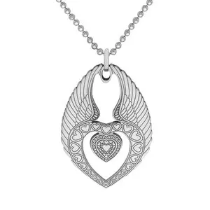 CARTERGORE Medium Winged Heart Pendant Necklace Silver
