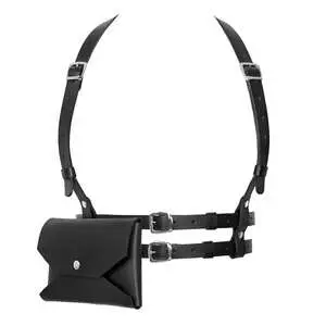 BADASS & GODDESS LEATHER Athena Leather Harness With Phone Pouch - Black/silver