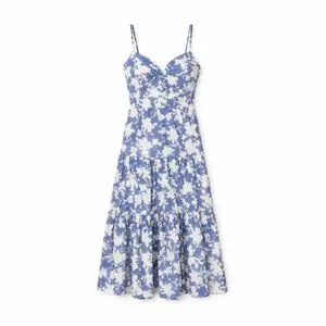 HOUSE OF GL Elira Cotton Sweetheart Neckline Midi Dress - Blue