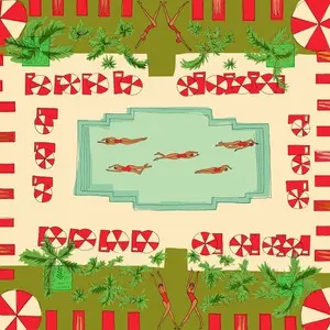 BANNIERE Miami Poolside Silk Scarf - Blue