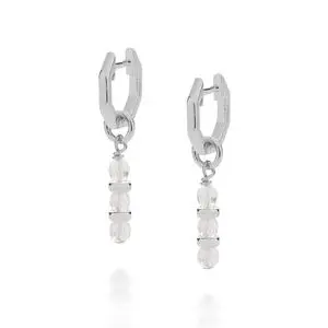 NELLOU JEWELLERY Linear Huggie Crystal Earrings - Silver