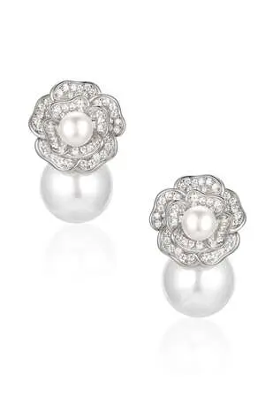 SANTINNI Tsarina Pearl Drop Earrings - Silver