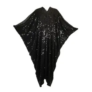 JENNAFER GRACE Sequin Mesh Caftan - Black