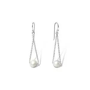 FV JEWELLERY Fresh Water Pearl Dangle Earrings - Silver