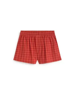 THINKING MU Geraldine Seersucker Shorts - Red