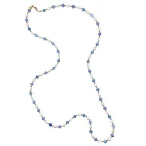 FARRA Freshwater Pearl And Jade Beaded Necklace - Blue