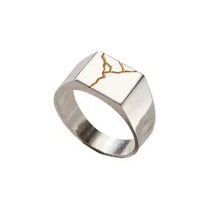 POSH TOTTY DESIGNS Sterling Chunky Kintsugi Signet Ring - Silver