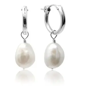 KIRI & BELLE Sia Sterling Baroque Pearl Hoop Earrings - Silver