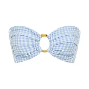 MONTCE Peri Micro Gingham Tori Ties Bandeau Bikini Top - Blue