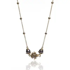 KASUN LONDON Three Swarovski Pearl Necklace