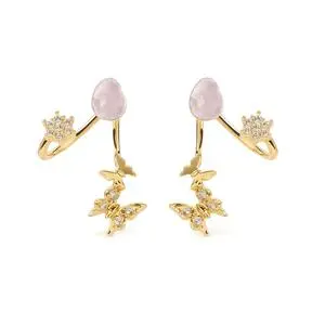 FREQNC ATELIER Butterfly Rose Quartz Ear Jackets - Pink