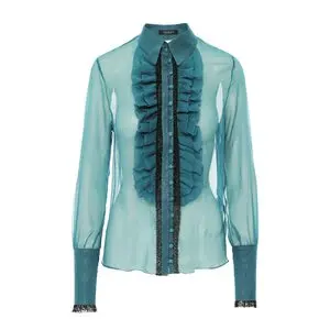AVENUE N°29 Silk Ruffle Button-down Shirt