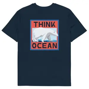 ANCHOR & CREW Think Ocean Polar Bear Pixel Art T-shirt - Blue