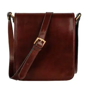 TIME RESISTANCE Small Leather Messenger Bag - Brown