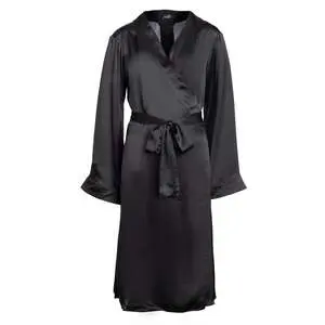 JE MÉRITE (I DESERVE) Silk Wrap Robe - Black