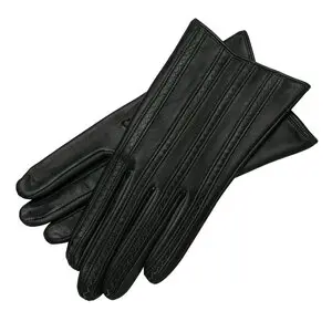 1861 GLOVE MANUFACTORY Pavia Zig Zag Pattern Leather Gloves - Black