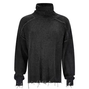 ARDEA Mask Knit Cotton Sweater - Black