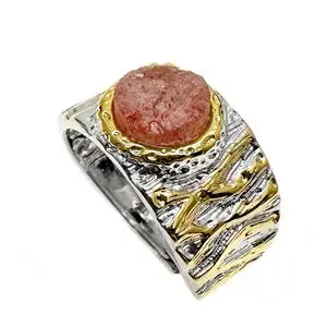 FARRA Moonstone Adjustable Ring - Orange