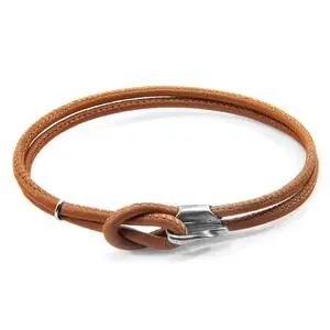ANCHOR & CREW Orla Nappa Leather Bracelet - Brown/silver
