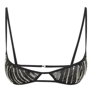 BELLE ET BON BON Beaded Glitter Bralette - Black