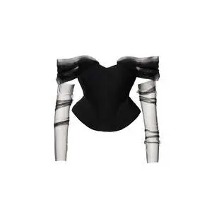 BENEDETTO Sculptural Corset With Tulle Sleeves - Black