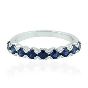 ARTISAN Blue Sapphire Eternity Ring In 18k White Gold - Blue/white