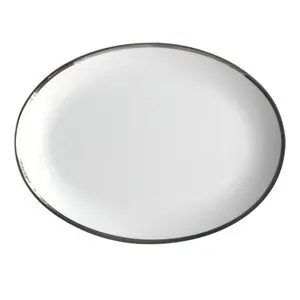 Twig New York Platinum Edge 11 In. Oval Platter - Silver