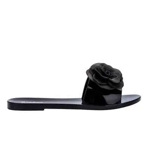 Melissa Babe Petals Flat Slides - Black