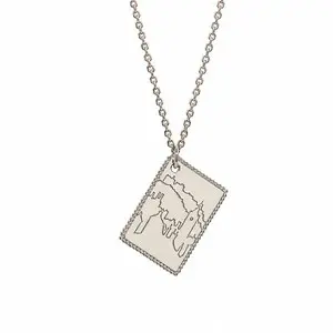 JANUS EDINBURGH Sterling Postcard Pendant Necklace - Silver
