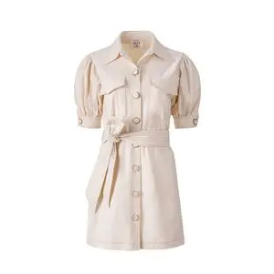LITA COUTURE Topstitch Detail Cotton Dress - White