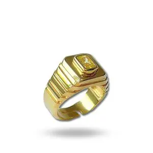 LINYA JEWELLERY Octagon Stone Signet Ring - Yellow