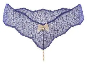 BRACLI Sydney Single Lace Thong With Pearls - Blue