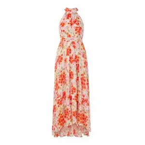 FRANCHETTI BOND Rosamunda Pansies Halterneck Dress - Red