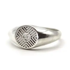 VICSTONENYC FINE JEWELRY Yin And Yang Sterling Bold Signet Ring - Silver
