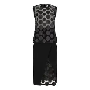 CLOTHES BY LOCKER ROOM Appliqué-detailed Mesh Top And Pencil Skirt Co-ord Set - Black