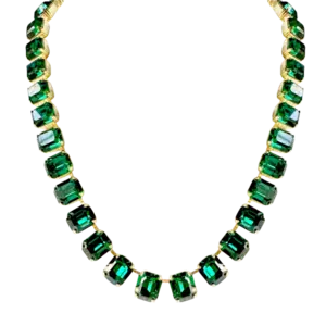 LAURA GRAY Emerald Crystal Square Cut Necklace