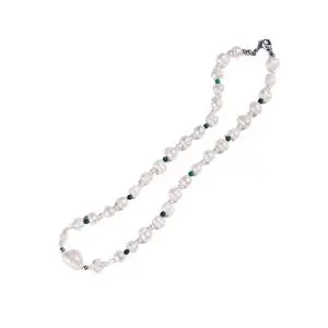 URBANE JEWELRY STUDIO Pearl And Malachite Necklace - White/green