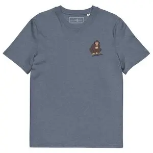 ANCHOR & CREW Heather D J Monkey Organic Cotton Embroidered T-shirt - Blue