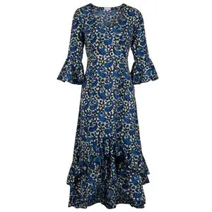 AT LAST... Victoria Printed Midi Dress - Blue