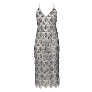 AGGI BY HALEWSKI Marilyn Sequin Maxi Dress - Silver