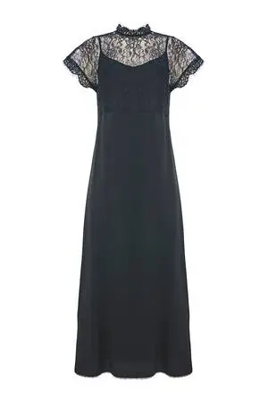 EXQUISE Regular Fit Crew Neck Dress - Black