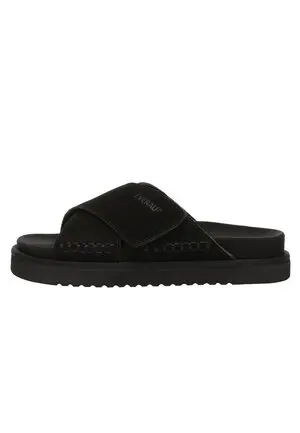 EVERAU AUSTRALIA Rose Leather Slides - Black