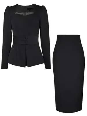 TIA DORRAINE Fitted Blouse And Pencil Skirt Set - Black