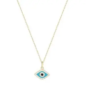 KAMARIA Evil Eye Enamel Charm Necklace - Blue