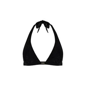 MONARCH Gisele Crystal Halter Bikini Top - Black