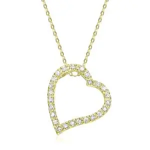 GENEVIVE Heart Halo Pendant Necklace - Gold