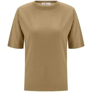 PERALUNA Trine O-neck Fine Knit Merino Wool T-shirt - Brown